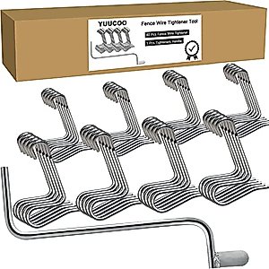 40 Pcs Fence Wire Tightener with Tighteners Handle, Fence Wire Tensioner, Barb Wire Fence Tools, Fence Wire Tensioning Tool for Fast Tightening Wire Fence