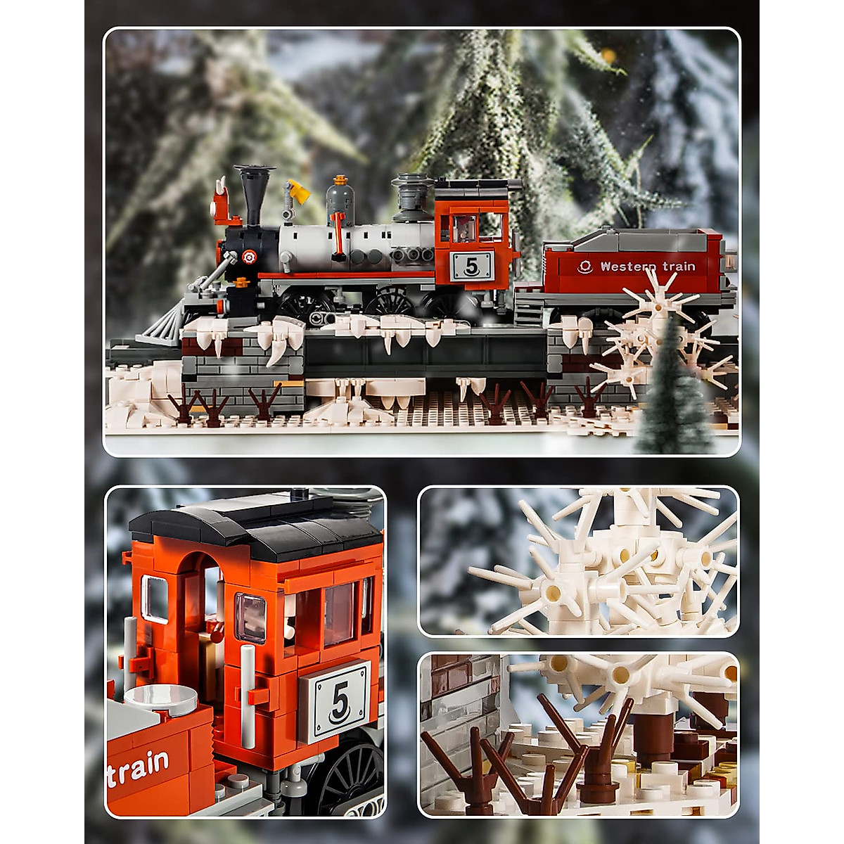 dOvOb Christmas Steam Train Building Kit with Train Track, Collectible Steam Locomotive Display Toys Set for Kids and Adult (853 PCS)