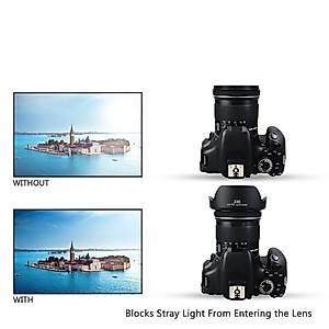 JJC Reversible Lens Hood Shade Protector for Canon EF-S 10-18mm f/4.5-5.6 is STM Lens on Camera Rebel T7i T8i T7 T6S T6i T5i T5 SL3 SL2 EOS 90D 80D 77D 70D 7D Mark II Replaces Canon EW-73C Lens Hood