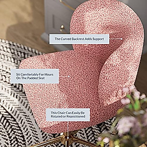 BELLEZE Modern Upholstered Boucle Desk Chair with Swivel Wheels and Adjustable Height, Decorative Rolling Office or Vanity, Stylish Comfy - Aston (Gold - Pink)