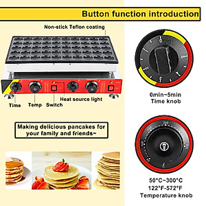 Hanchen Electric Dorayaki Maker Commercial Muffin Bake Machine 50Pcs Double Switch Poffertjes Grill Dutch Mini Pancake Maker Non-stick Surface for Bakery Home and Kitchen Restaurant Leisure Snack Bar (110v 60Hz American Plug)