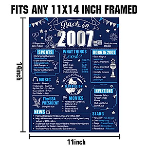 16th Birthday Decorations Back in 2007 Poster for Boys, Blue Silver Sweet 16 Birthday Poster Card Party Supplies, Happy Sixteen Year Old Birthday Gifts 11x14 Inch (Unframed)