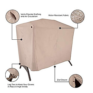 Modern Leisure 2922 Chalet Two Seater Patio Canopy Swing Cover (87 L x 64 D x 66 H) Water-Resistant, Beige