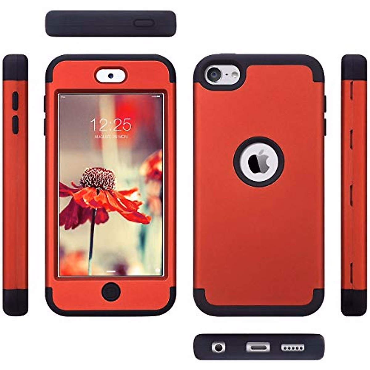 ULAK Compatible with iPod Touch 7/6/5 Case, Heavy Duty High Impact Shockproof Protective Cover for Apple iTouch 5th/6th/7th Generation (Latest Model), Red+Black
