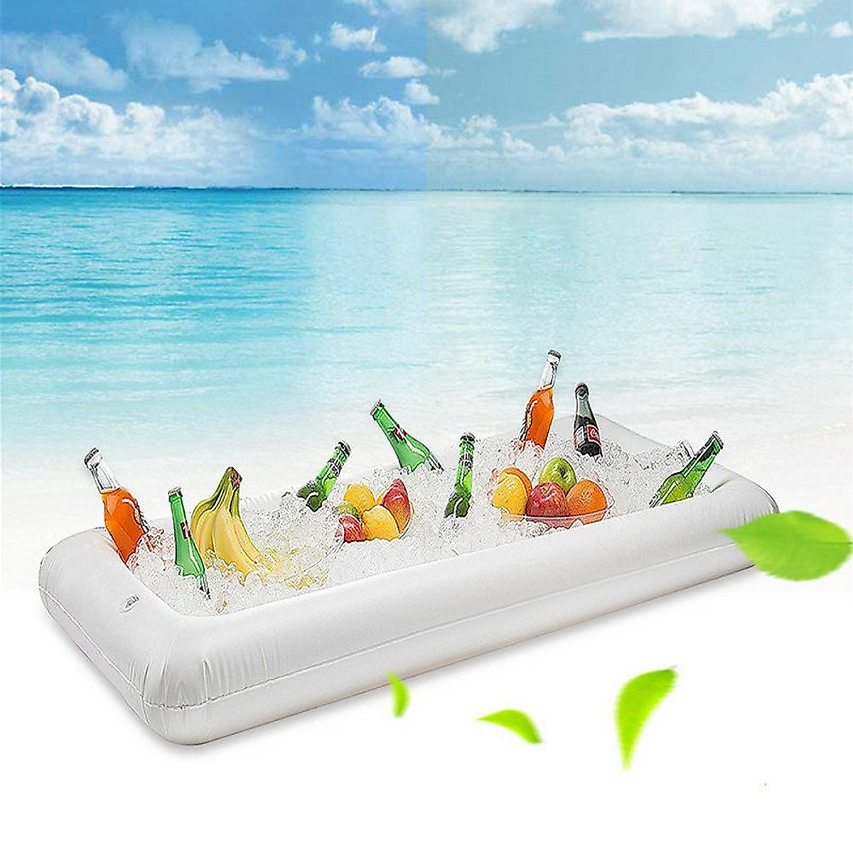 Inflatable Serving Bar Salad Buffet Ice Tray Food Drink Cooler for Picnic Luau Pool Party with Drain Plug, 2 Pack