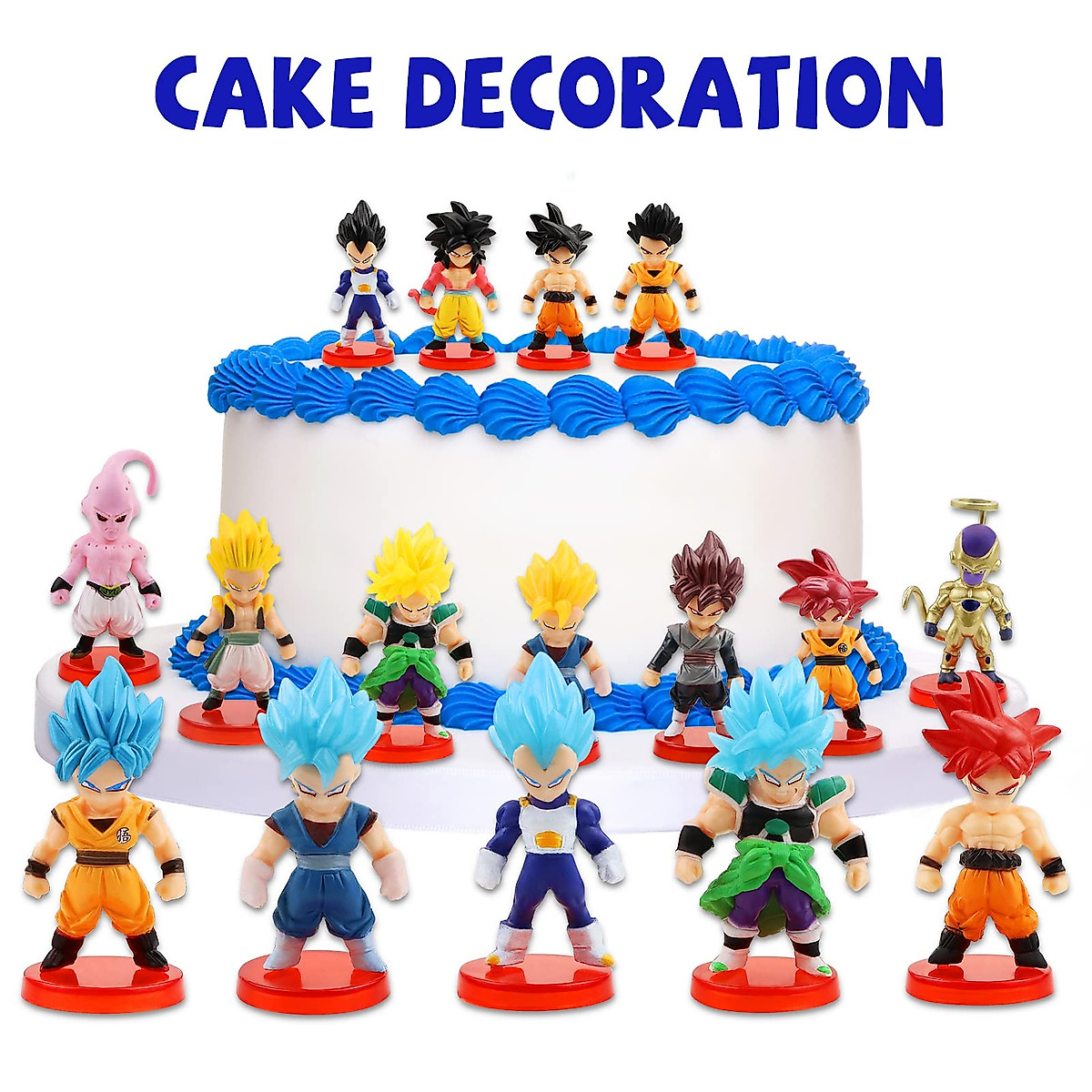 HONGFENG 16 Pack DBZ Anime Cartoon Cake Toppers,3" Goku Figures Cake Toppers Set.