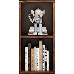 MIN WIN Small Bookshelf, 2 Shelf Bookshelf Bookcase, 2-Tier Wooden Cube Storage Shelf Organizer, 2-Tier Open Shelf Bookcase Bookshelf, Small Nightstand, Small Spaces, Rustic Small Bookshelf