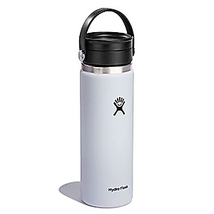Hydro Flask Wide Mouth Bottle with Flex Sip Lid - Insulated Water Bottle Travel Cup Coffee Mug White 20 oz