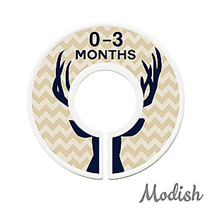 Modish Labels Baby Clothes Size Dividers, Baby Closet Organizers, Size Dividers, Baby Closet Organizers, Closet Dividers, Clothes Organizer, Nursery, Boy, Woodland, Deer, Navy, Tan, Gray (Baby)
