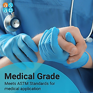 ASAP Blue Nitrile Powder Free Examination Gloves, Disposable, 4 mil, Medical, Food Safe, Tattoo, Cooking, Cleaning, Car – Medium, Case of 1000