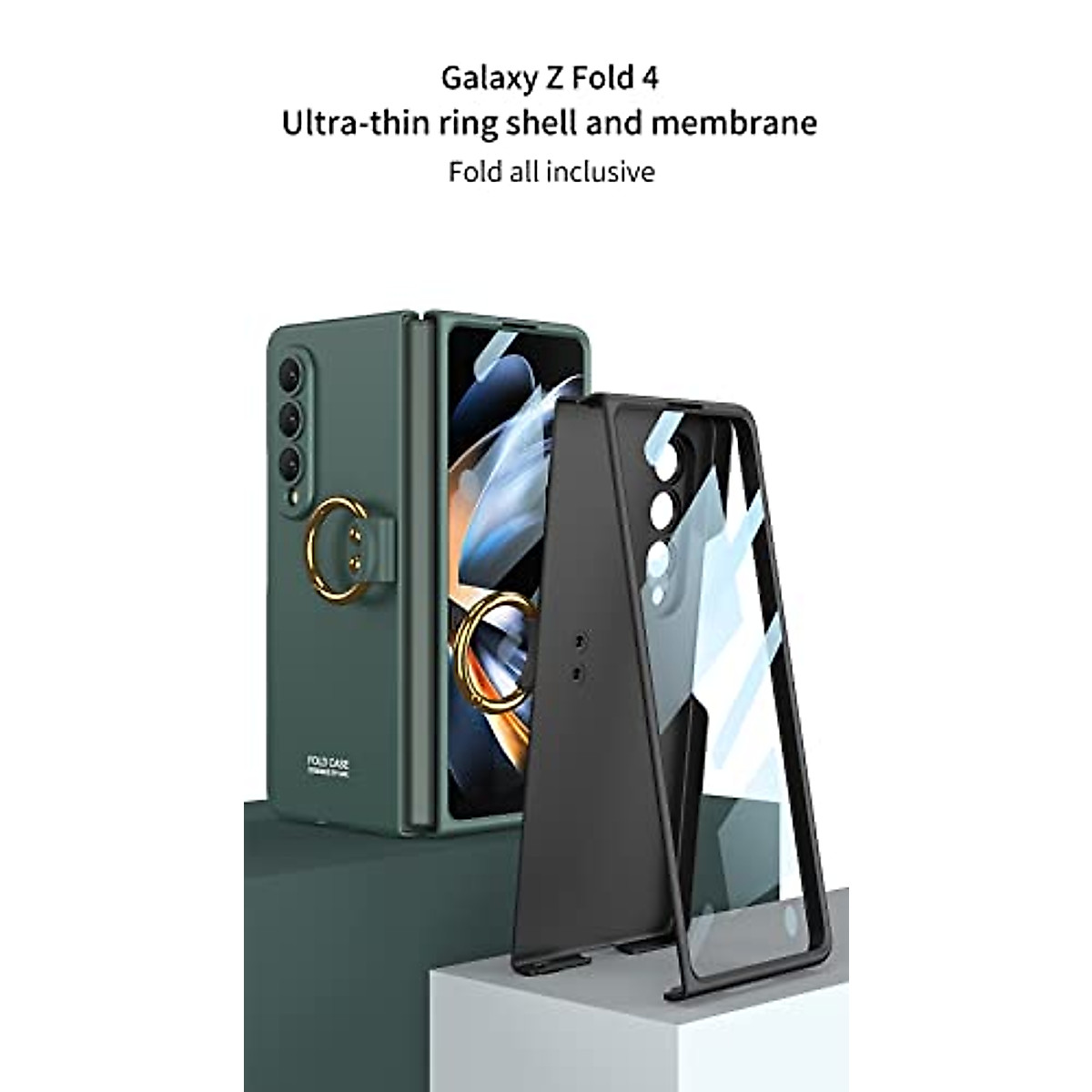 BAILI Samsung Z Fold 4 Case with Ring,Ultra -Thin Z Fold 4 Case,Galaxy Z Flip 4 Case,Military Grade Drop Protective Case,(Ring,Silver)