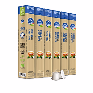 La Natura Organic Earl Grey Hot Nespresso Compatible Original Line Tea Pods - Delicious Black Bergamot Tea Packed in Compostable Capsules - Pack of 60