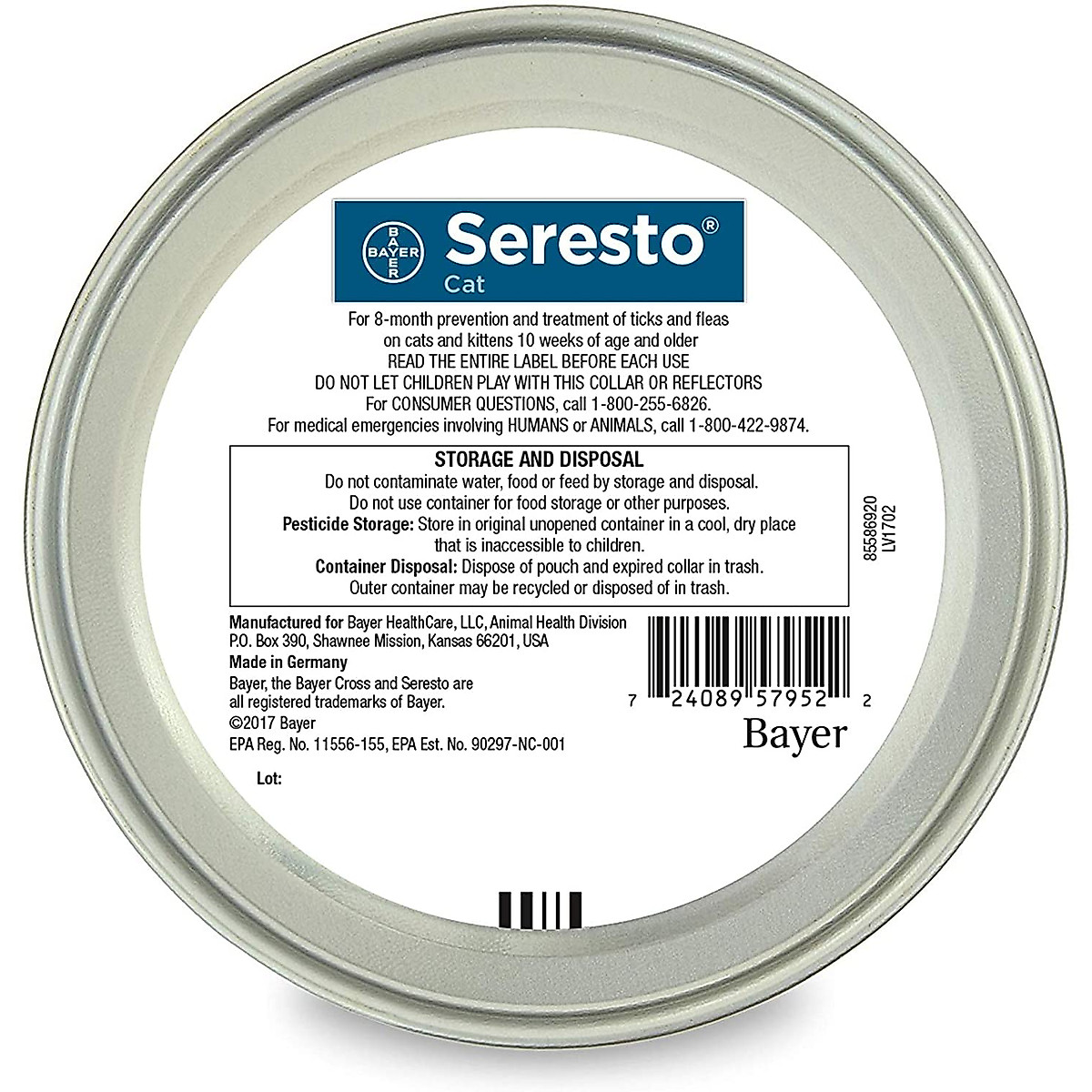 Bayer Seresto Flea and Tick Collar for Cat, all weights, 2 Pack With HS Pets Collapsible Pet Bowl