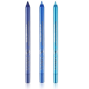 3 PCS Blue Eyeliner Pen Waterproof Matte Eyeliner Pen/Glitter Metallic Eyeliner Pencil Shimmer Highlighter Eye Liner for Women,Eye Shadow Pencil, Lip Liner Professional Makeup Set (C)
