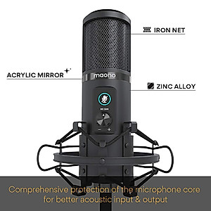 MAONO AU-PM421 USB Microphone with AU-MH601 Studio Monitor Headphones Bundle Plug and Play for Podcast, YouTube, Music…