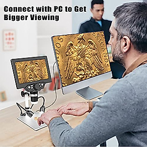 7 inch LCD Digital USB Microscope with 32G TF Card,Micsci 1200X Magnification 12MP 1080P Handheld Camera Video Recorder,PC View,Rechargeable Battery,Fill Lights for Coins PCB Soldering Circuit Board