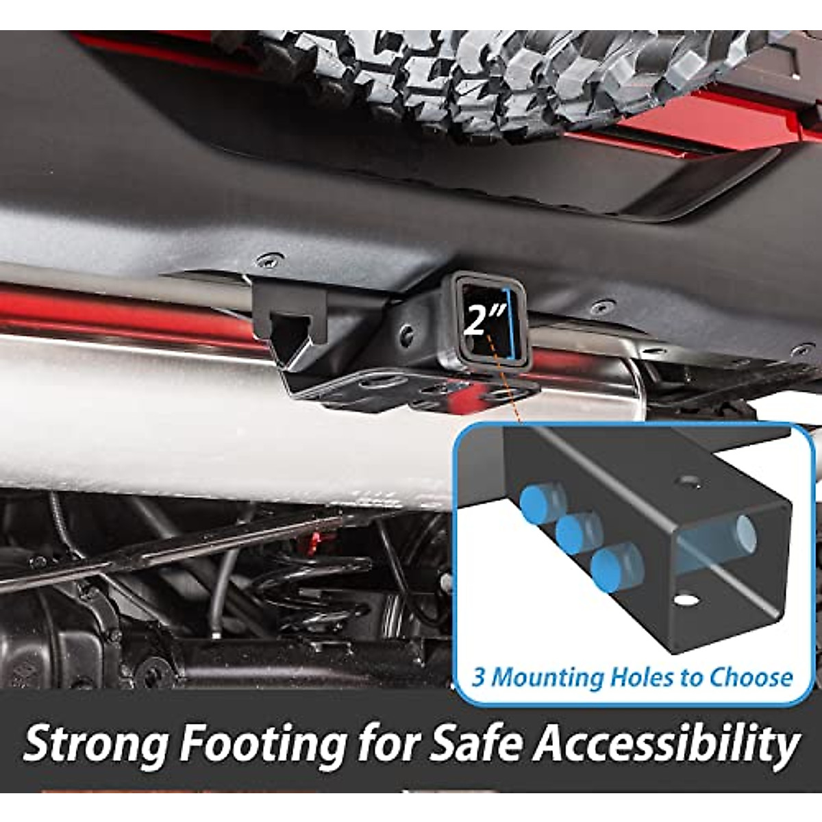 Tow Hitch Steps Bar Black for 2 Inches Receivers Trailer Hitch Step Heavy-Steel Towing Bumper Guards Automotive Bump Step Rust Free Powder Coating Finish 400lbs Maximum Load for Most Cars SUVs Trucks