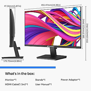 SANSUI Monitor 22 inch IPS Panel 1080p FHD 75Hz Computer Monitor with HDMI VGA, Ultra-Slim Bezel Ergonomic Tilt Eye Care LED Display for Home Office (ES-22F1 HDMI Cable Included)
