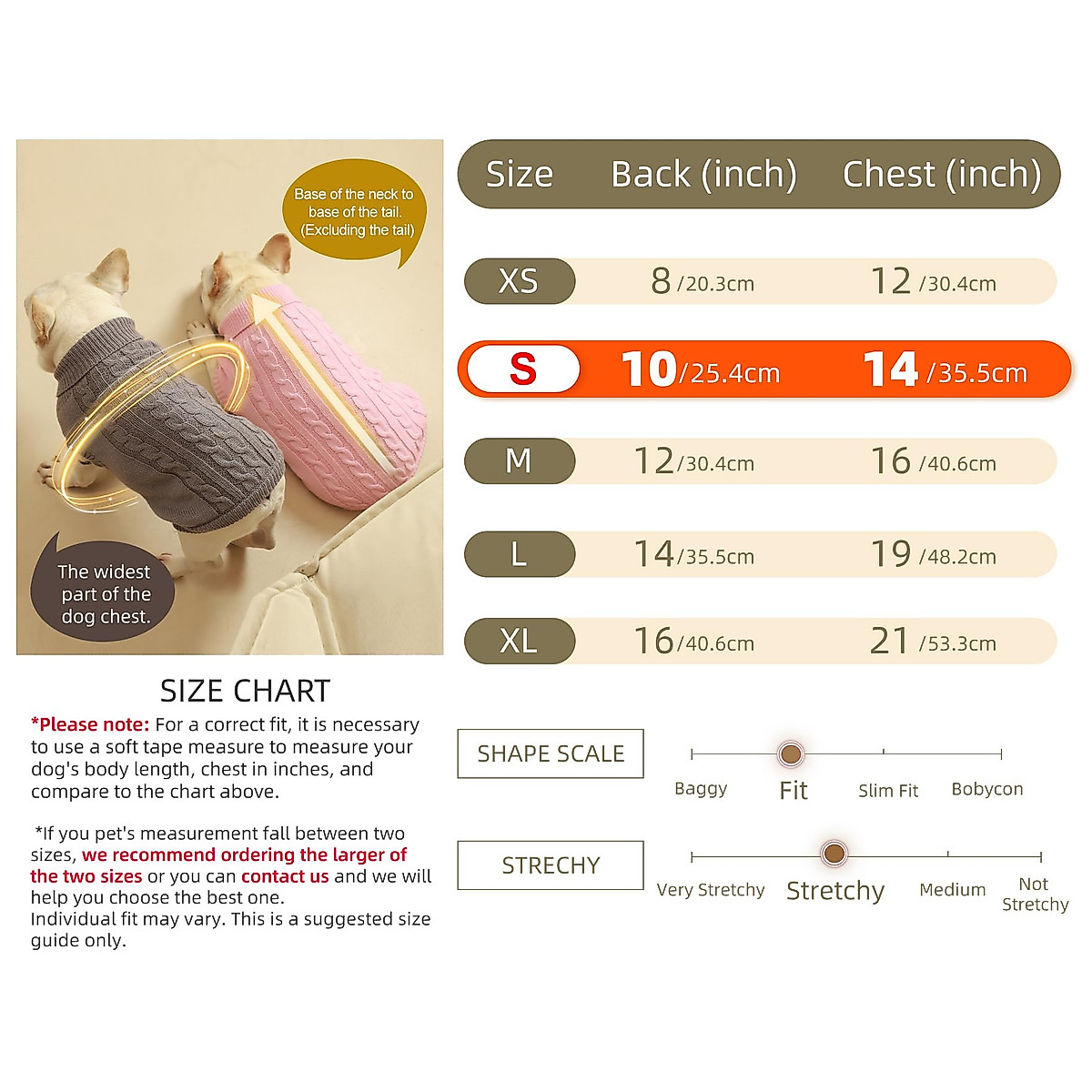 Roseelk 2 Pack Dog Sweaters for Small Dogs - Puppy Medium Warm Clothes in Winter, Turtleneck Pullover Design for Boy Girl Pet, Doggie, Cat, Kitten Chihuahua Bulldog Pug Beagles (S, Pink, Beige)