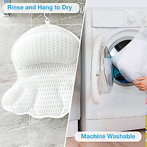 Bath Pillow Luxury Bathtub Pillow - Bath Pillows for Tub Neck and Back Support, Ergonomic Tub Pillow for Bath with 4D Air Mesh + 6 Strong Suction Cups, Great Spa Gifts Bathtub Accessories