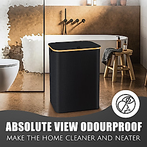 Hampers for Laundry Basket with Lid, 160L Extra Large 3 Section Clothes Divided Organizer for Bedroom, Laundry Room, Dirty Clothing Hamper, Black