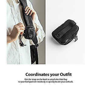 Ringke Mini Pouch [Block] Nylon Carrying Pouch Small Bag for AirPods, Galaxy Buds, Earphones, Cards, ID - Black