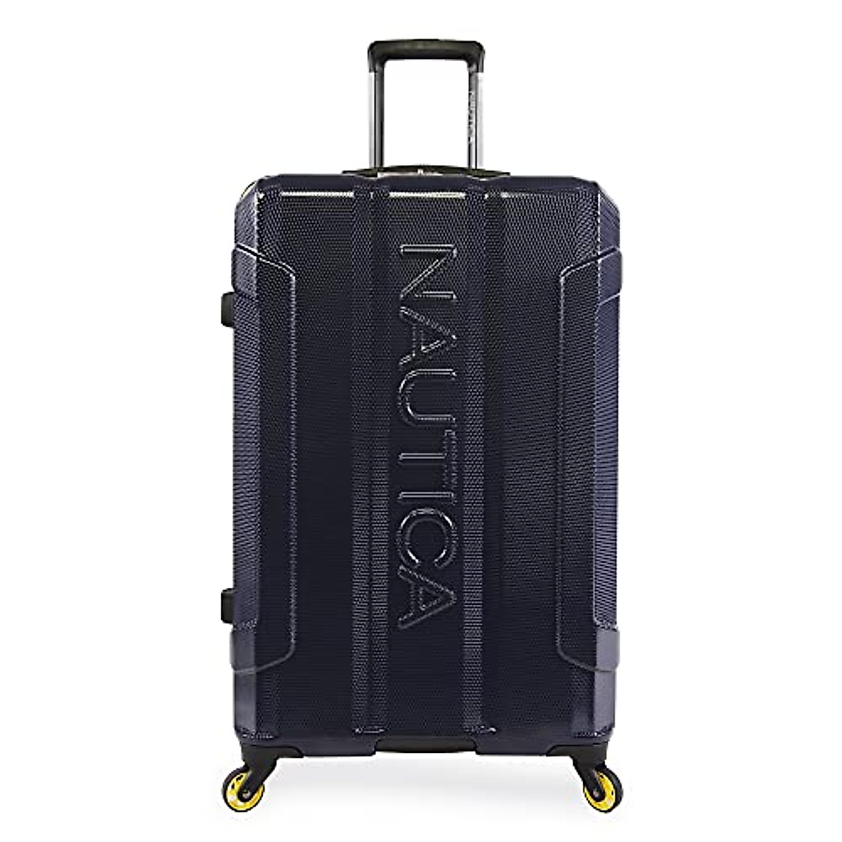 Nautica Maker Hardside Spinner Luggage, Navy/Yellow, Checked-Large 29-Inch