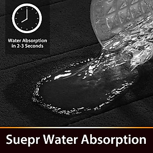 Yimobra Black Bath Mat, 24" x 17", Thick Soft and Non-Slip Bathroom Rugs, Super Water Absorbent & Machine Washable Floor Bath Rugs for Bathroom, Black Memory Foam Bathroom Mat, Black Shower Mat Tub