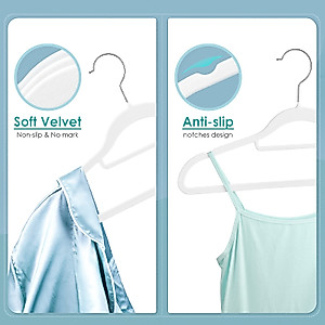 DUDUCOFU Velvet Hangers Non Slip Felt Hangers, 30 Pack White Velvet Hangers Clothes Hangers Space Saving Slim Hangers with 360 Degree Swivel Hook for Suits Coats, Jackets, Pants, and Dress Clothes