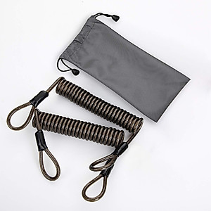 LORADAR 2Pack Retractable Security Cable Luggage Lock Cable Safety Stainless Steel Cable Wire Double Loop Self-Coiling Cable Safety Wire 6-Foot 5.0mm Diameter (2Pack)