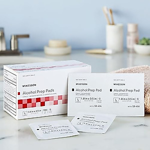 McKesson Alcohol Prep Pads, 2-Ply 70% Isopropyl Alcohol Individually Wrapped Wipes, 100 Count, 1 Pack