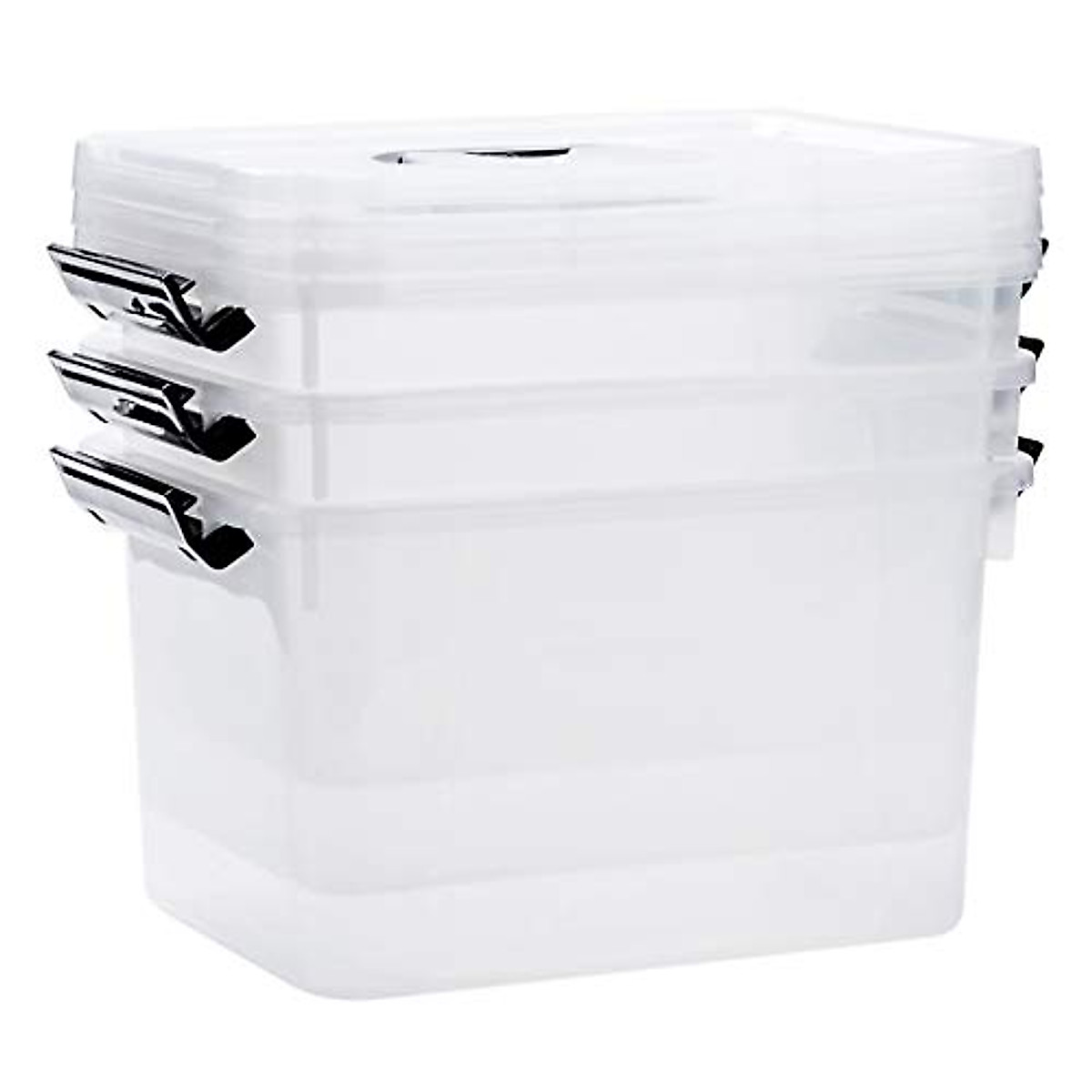 5-Pack Clear Storage Latch Box/Bins with Lid, 8 Litre Stackable Plastic Storage with Handle (8.5 Quart)