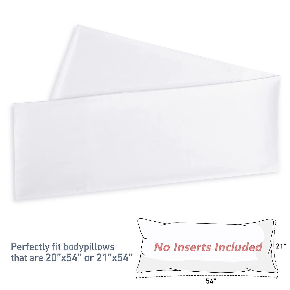 100% Cotton Body Pillow Cover, 800 Thread Count 21x54 Soft Breathable Long Body Pillow Pillowcase, White