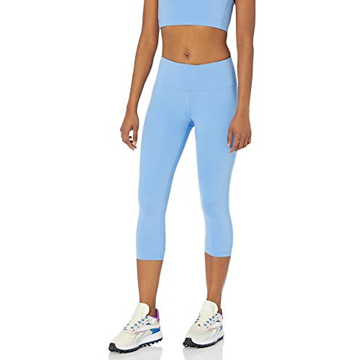Amazon Essentials Women's Active Sculpt Mid Rise Capri Legging, French Blue, Large