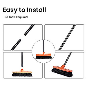 Small Multi-Surface Push Broom for Outdoor,Indoor Sweeping - 50"-59" Telescopic Handle - 12" Wide Bristles
