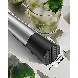 Cicike 8 Inches Stainless Steel Muddler and Mixing Spoon for Cocktails, Bar Tools and Accessories - Create Delicious Mojitos and Other Fruit Based Drinks