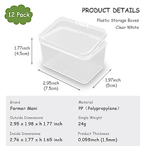 Farmer Mani Rectangular Clear Plastic Organizer Storage Box Containers 2.95x1.97x1.77 in,Small Containers, Small Plastic Containers Pack of 12