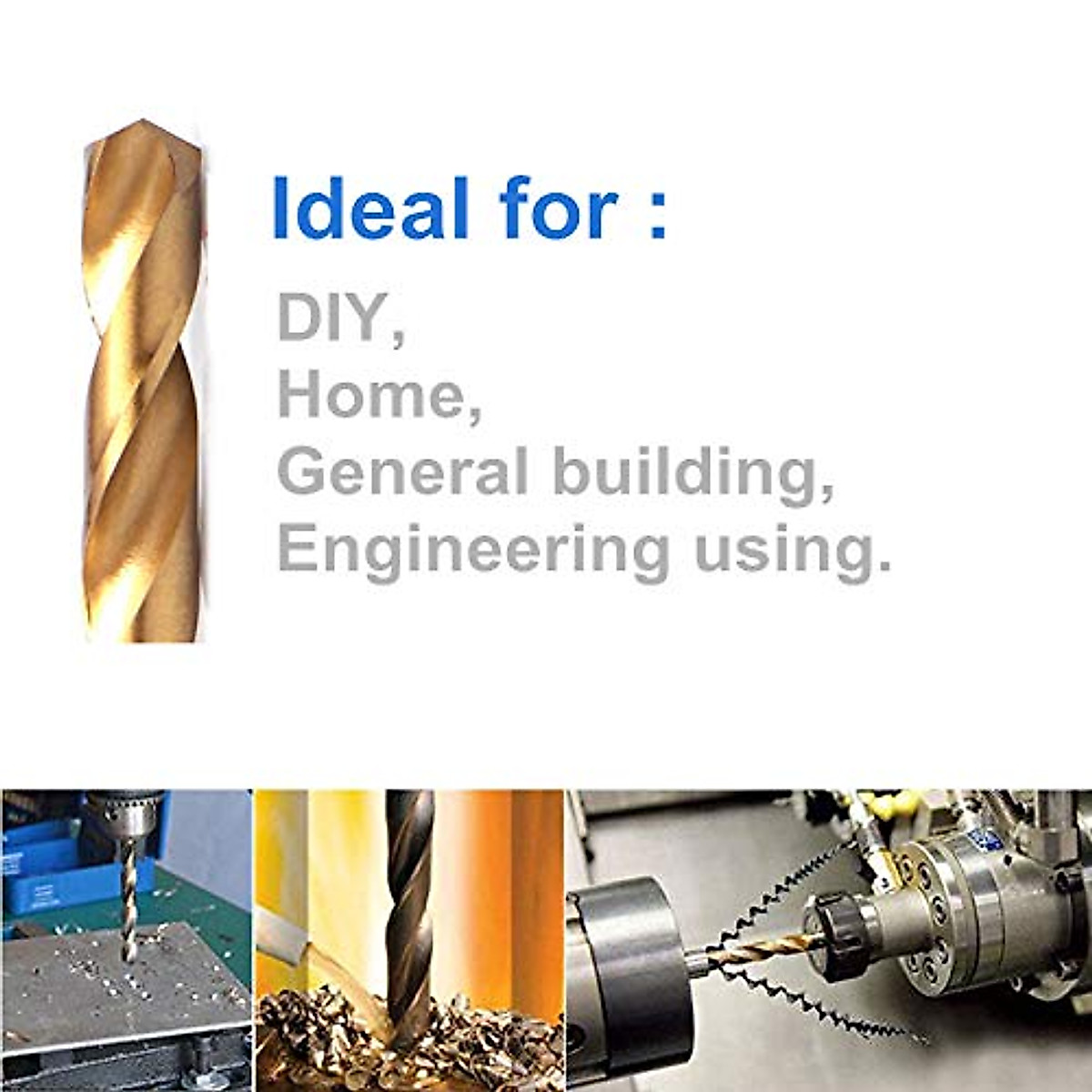 10PCS,11/32", Titanium Coated Twist Drill Bits