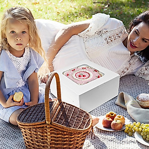 Moretoes 15 Sets Cake Boxes, 10x10x5 Inches Bakery Boxes with Cake Boards, Cake Boxes 10 Inch with Stickers Disposable Cake Containers with Lids for Valentine's Day Mother's Day Cheesecake, Cakes