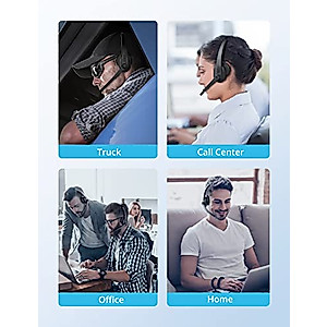 Bluetooth Headset with Microphone, Mute Button, Noise Cancelling Mic, On Ear Headphone Bluetooth 5.0 34H with USB Adapter for PC, Trucker, Home, Office, Online Class, Call Center, Skype Zoom