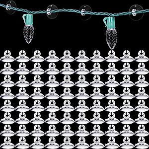 Skyley Christmas Light Holders Mini Suction, Hang Clips Cup Shower Hooks Outdoor Seasonal Lighting for Window Glass Home Kitchen Bathroom (200 Pcs), Clear