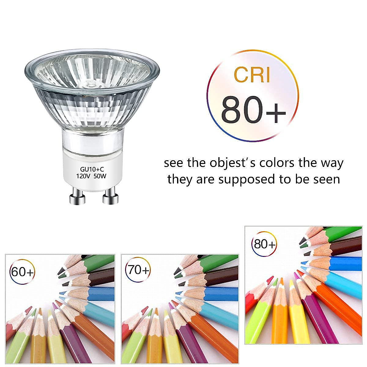 AHEVO GU10 50W Halogen Light Bulbs, 50W 120V MR16 gu10+c Halogen Spotlight Bulbs, Warm White 2700K for Track Lighting, Recessed Lighting and Range Hood Light Bulbs(6 Packs)