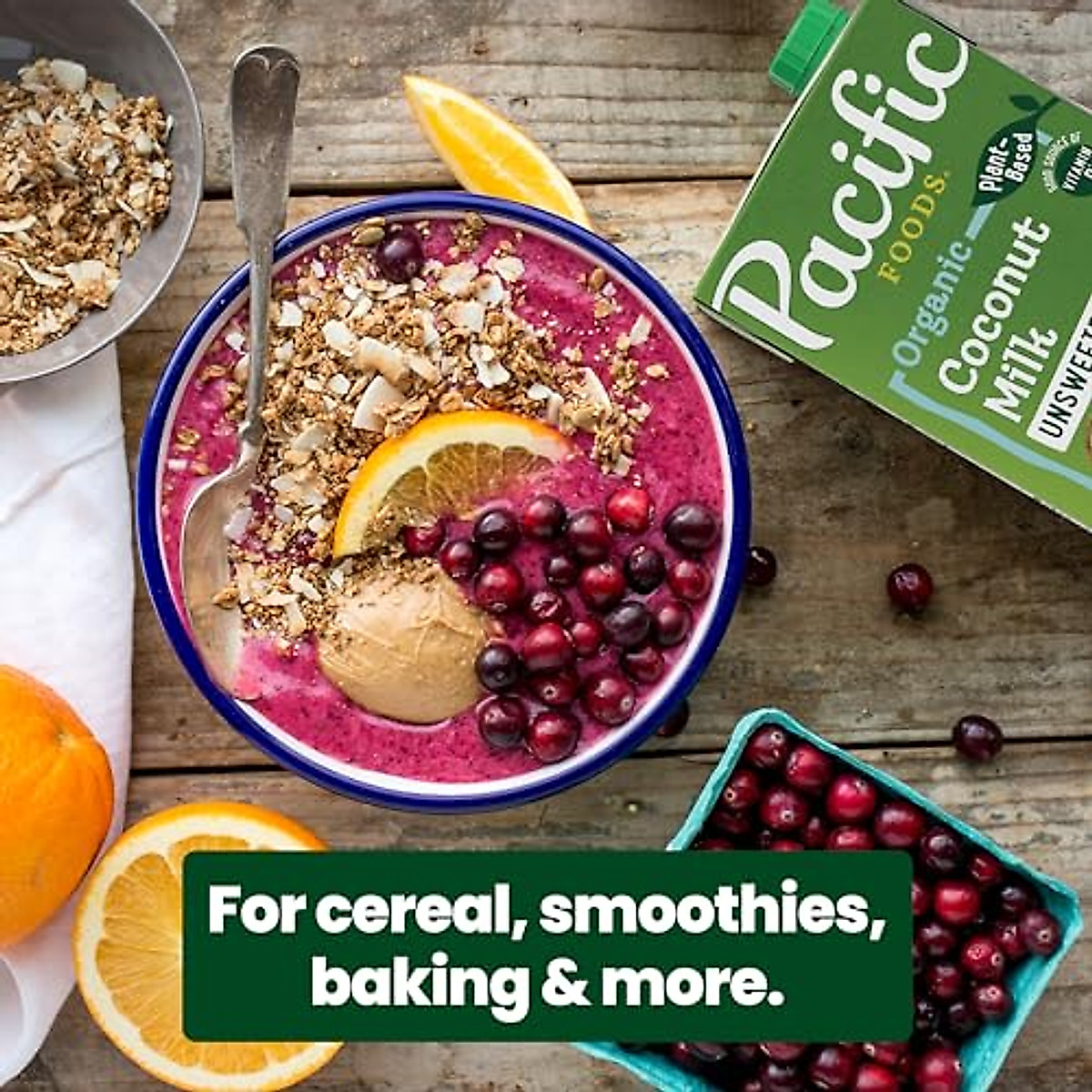 Pacific Foods Organic Unsweetened Coconut Milk, Plant Based Milk, 32 oz Carton (12 Pack)