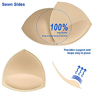 FANMAOUS 5 pairs Women's Triangle Bra Pads Inserts Removable Push Up Sports Bra Cups Replacements For Bikini Top Swimsuit (5 pairs beige C/D)