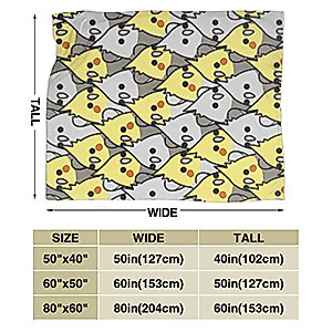 DIYAB Too Many Cockatiel Throw Blanket Micro Plush All Season Fleece TV Blanket for Bed or Couch 80 x 60 Inch/204 x 153 cm