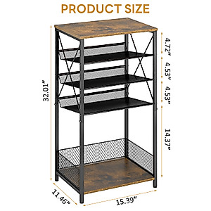 ThreeHio 5 Tier Bathroom Storage Shelf, Bathroom Standing Shelf with fences, Freestanding Shelving Units and Storage Hair Tool Organizer Stand Table Floor Open Shelf for Living Room, Bedroom, Bathroom