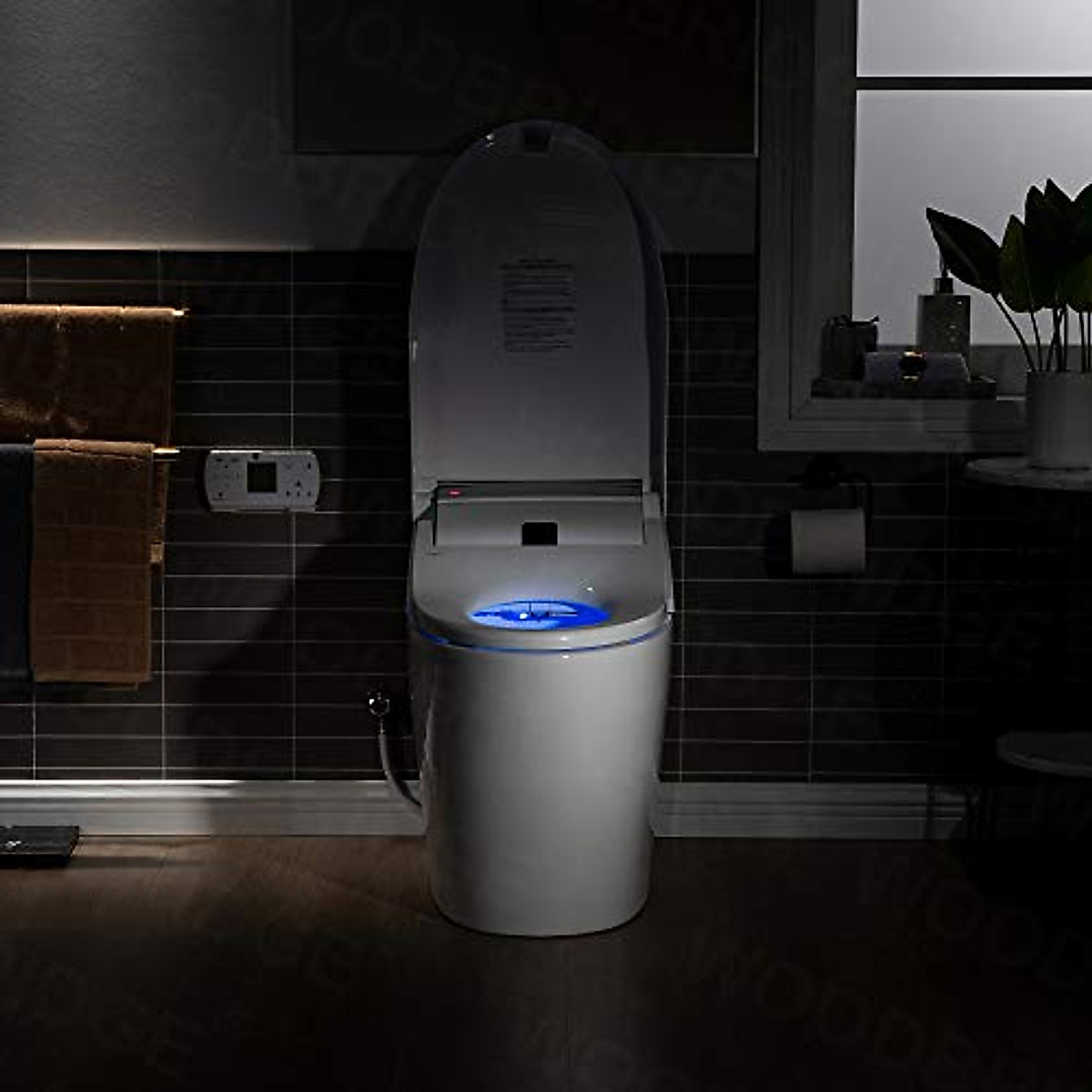 WOODBRIDGE B0960S Auto Flush, Auto Open & Auto Close, 1.28 GPF Single Flush Toilet with Intelligent Smart Bidet Seat and Wireless Remote Control, Chair Height