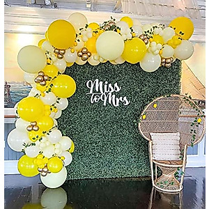 OUOshield 124pcs Yellow Balloons Garland Arch Kit Lemon Daisy Honeybee Theme Light and Gold for Birthday Parties, Wedding, Baby Shower Party, Anniversary Party Decoration