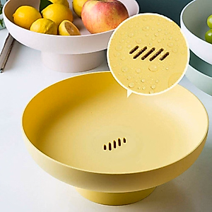 Fruit Dish Round Fruit Basket, Drain Fruit Basket, Modern Style Container for Kitchen Counter, Table Centerpiece Decorative, Home Decor-White