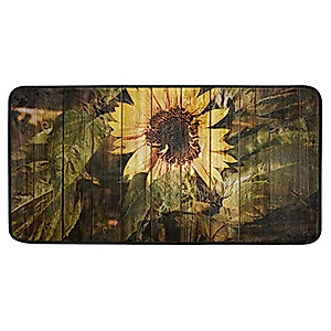 Anti Fatigue Kitchen Floor Mat, Vintage Sunflowers 39 x 20 In Non Slip Absorbent Comfort Modern Standing Mat Soft Kitchen Runner Rug for Hallway Entryway Bathroom Living Room Bedroom